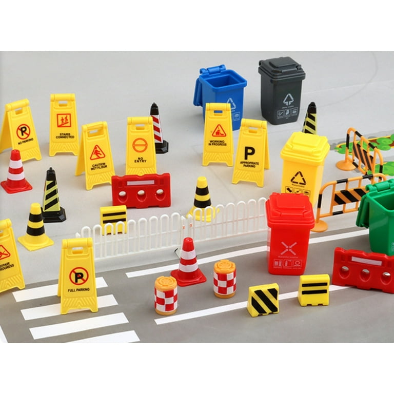 Miniature Traffic Cones 25-Piece Mini Traffic Signs Playset For Kids ...