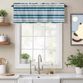 Dark Blue Valance Curtains for Windows, Gray White Light Filtering Rod ...