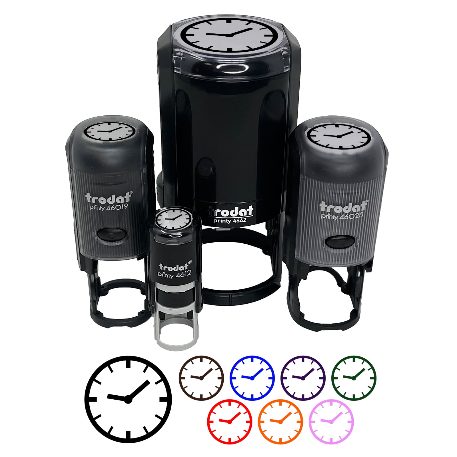 Wall Clock Time Self-Inking Rubber Stamp Ink Stamper - Fuchsia Ink ...