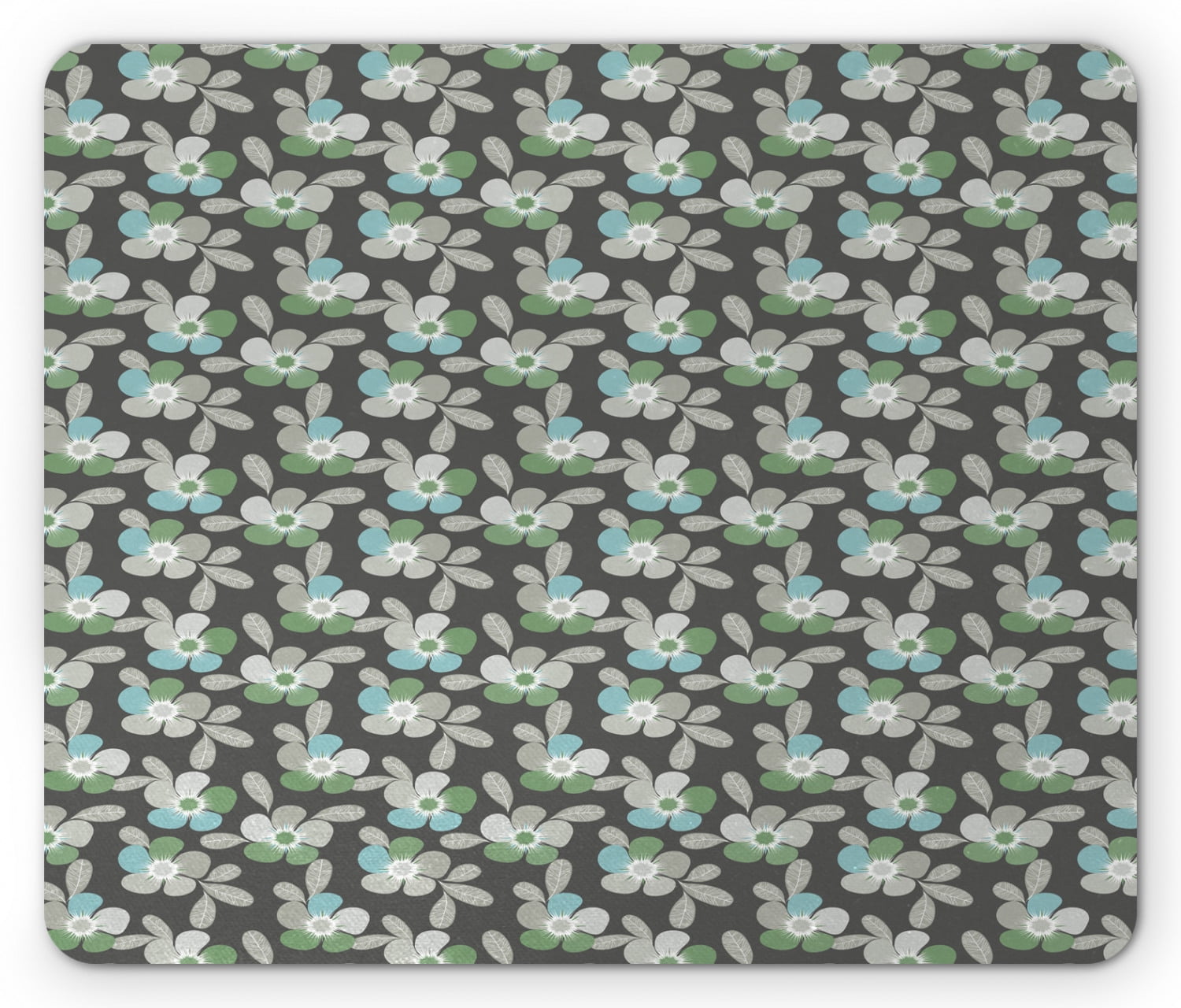 Floral Mouse Pad, Abstract Simplistic Flowers and Leaves, Rectangle Non ...