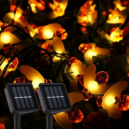 Solar String Lights, 2 Pack 36 LED Solar Bee Fairy Lights 27.6FT Flying ...