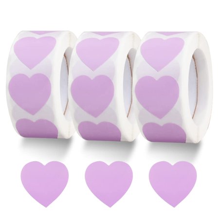 1500 Labels Purple Heart Stickers 1 inch Heart Coding Shape Paper ...