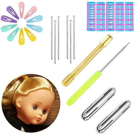 18 Pieces Doll Hair Rooting Tool Set Hair Rooting Holders Reroot Rehair ...