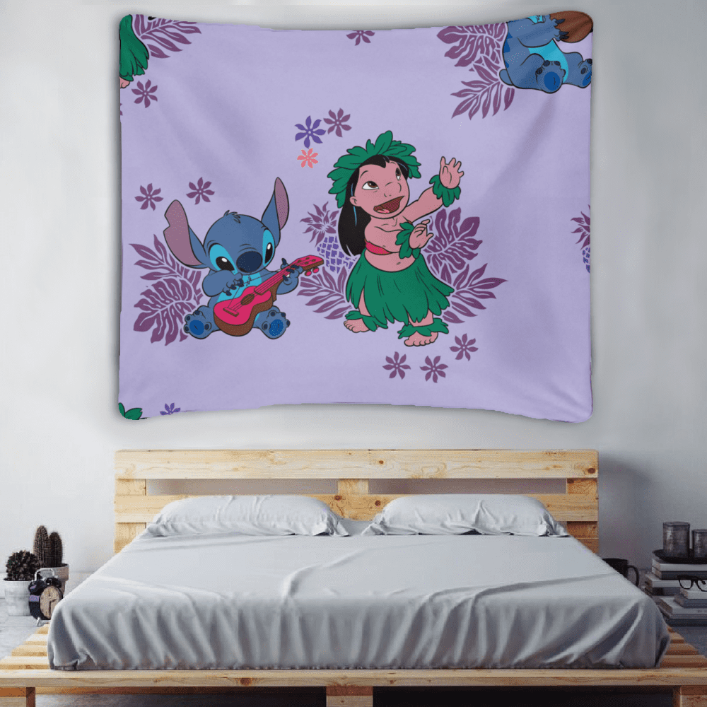 Stitch Hanging Tapestry Prevalent Print Animation Print Background ...