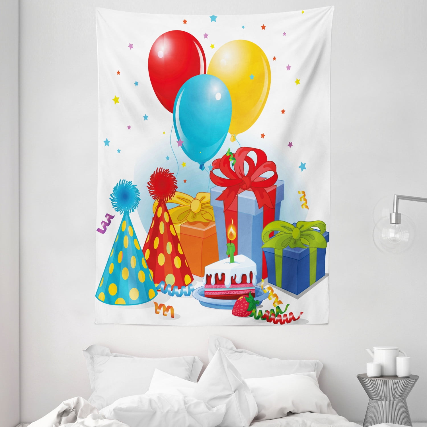 Birthday Decorations Tapestry, Slice of Strawberry Pie Party Set Up ...