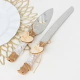 Balsa Circle Silver Wedding Cake Knife and Server Set, Jute Lace ...