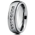 Metal Masters Mens Titanium Dome Wedding Band Ring Cubic Zirconia ...