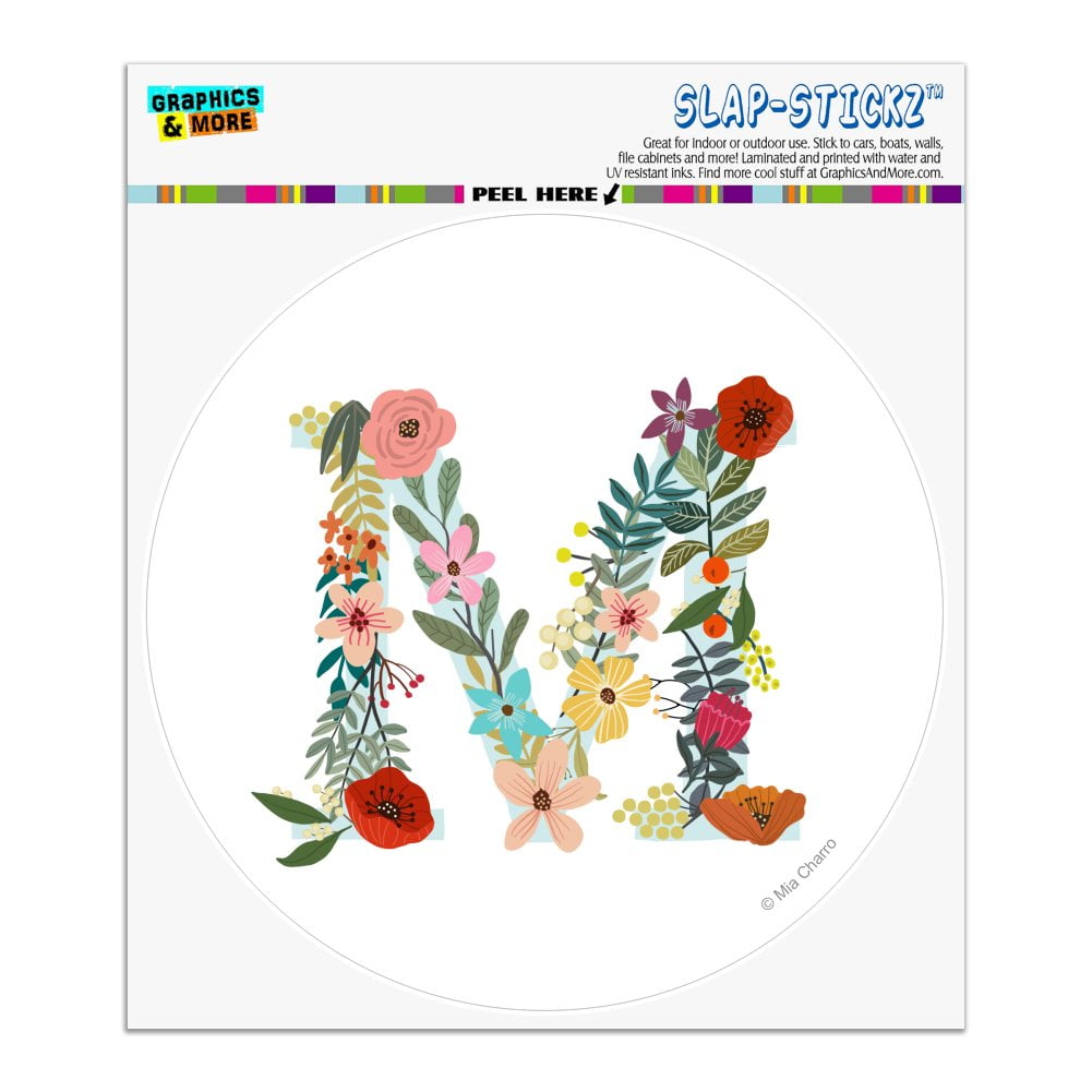 Letter M Floral Monogram Initial Automotive Car Window Locker Circle ...