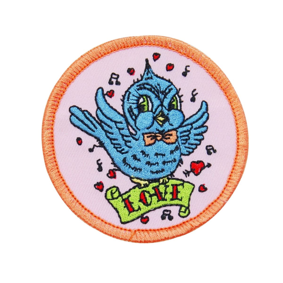 Bluebird Love Badge Patch Heart Kitsch Spring Craft Embroidered Iron On ...