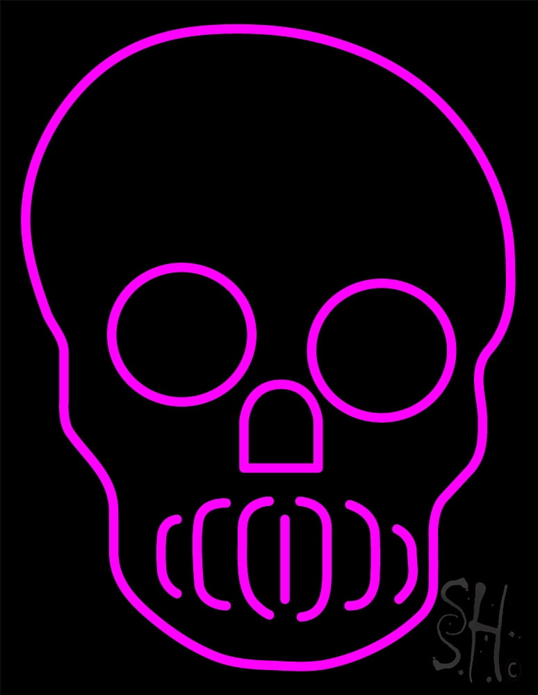 Skull LED Neon Sign 19" Tall x 15" Wide - inches Black Square Cut ...