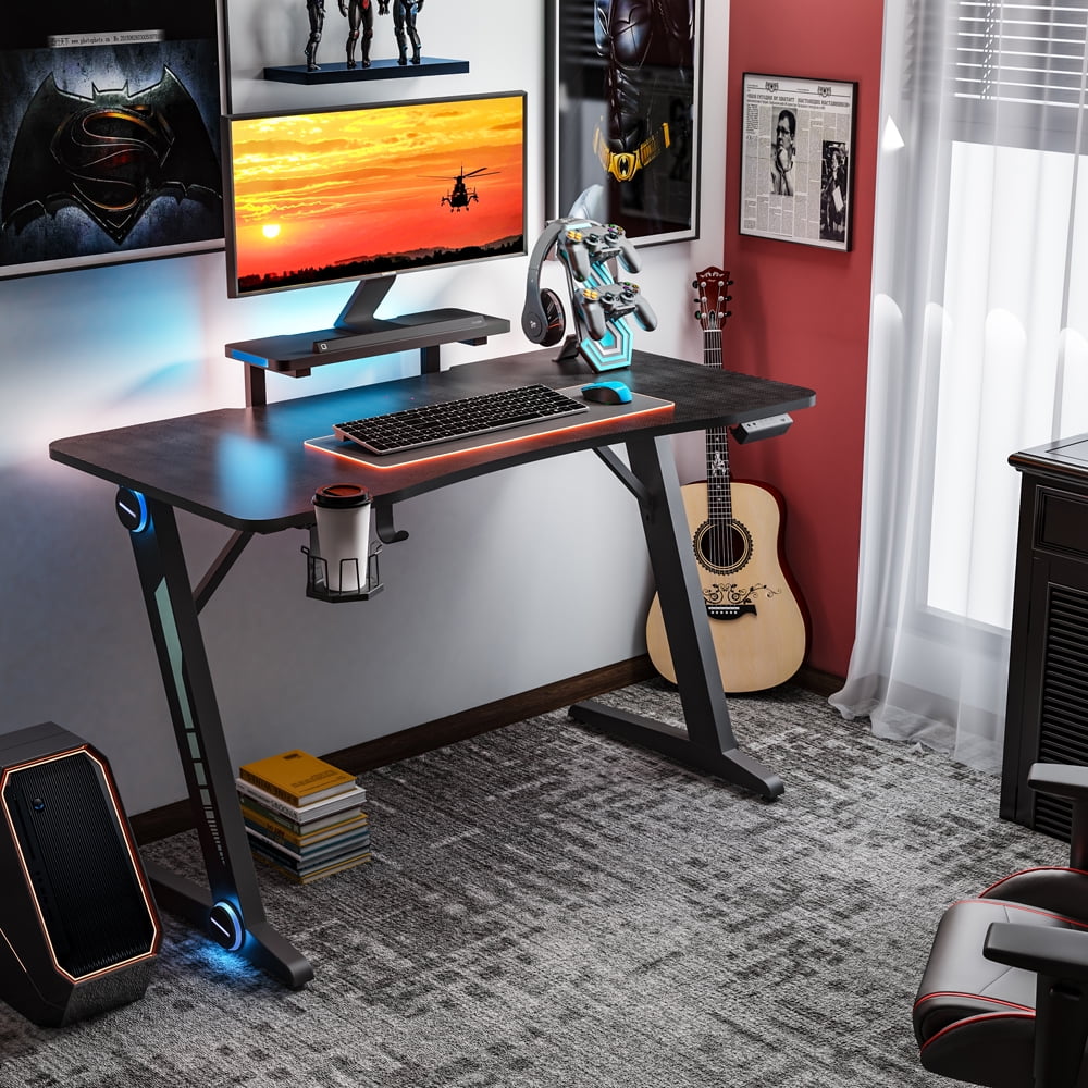SEVEN WARRIOR Gaming Desk 40INCH with RGB Mouse Pad & Power Outlet ...
