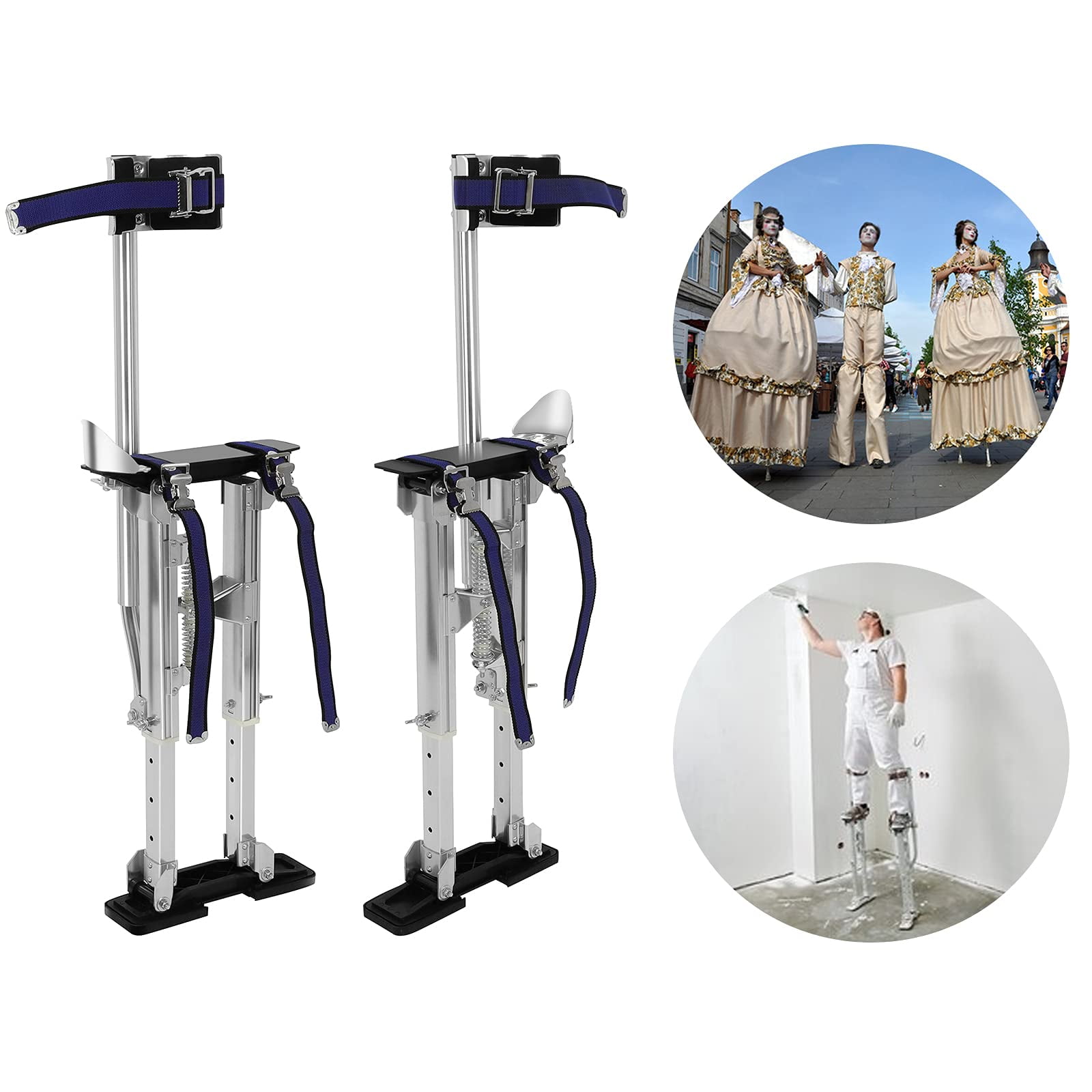 15-23 Inches Stilts Height Adjustable Silver Aluminum Tool for Adults ...