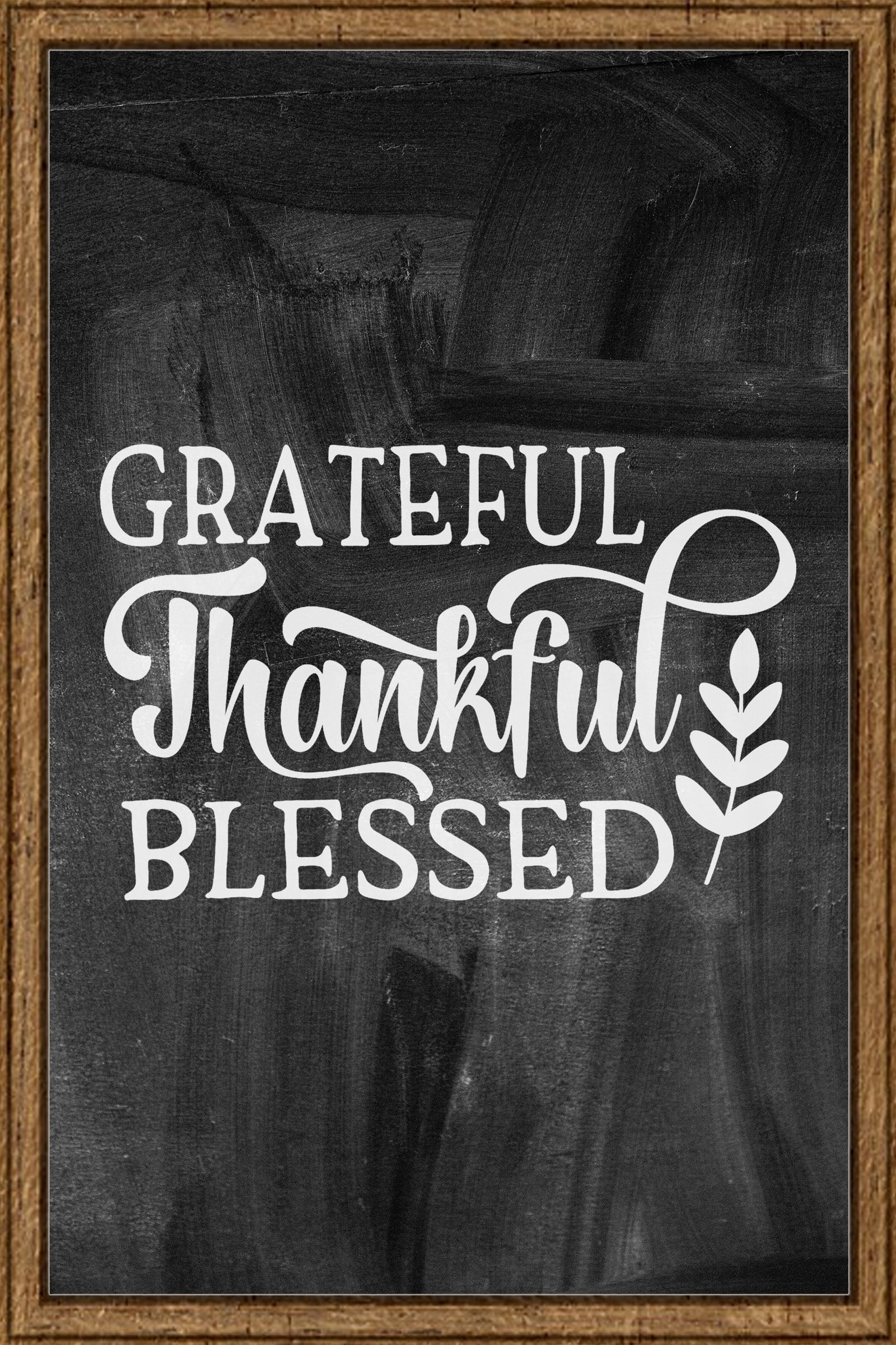 Grateful thankful blessed leaf caps cursive abundant happy love Tin ...