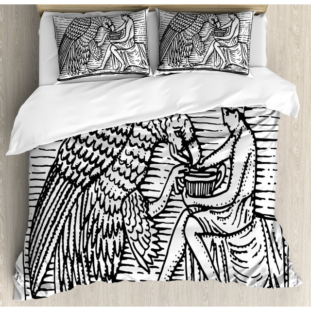 Black and White King Size Duvet Cover Set, Hand Drawn Greek Mythology ...