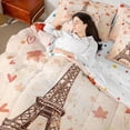 Castle Fairy Eiffel Tower Bedding Comforter Set,Autumn Maple Leaves ...