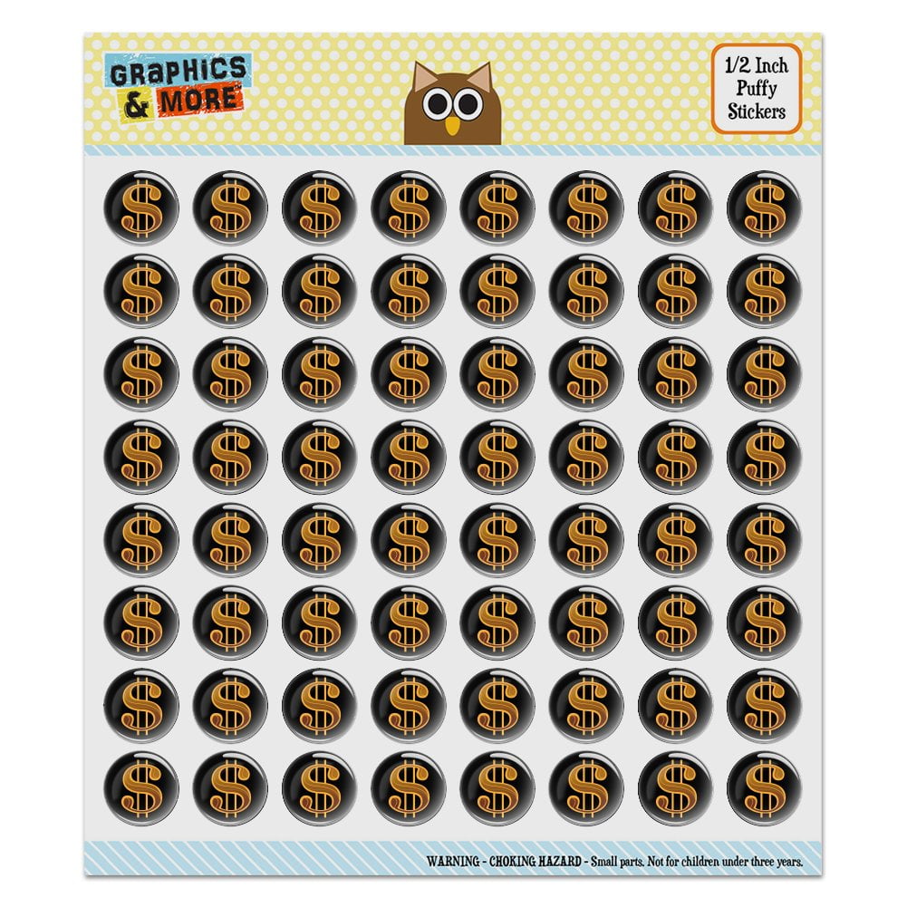 Dollar Sign Symbol Puffy Bubble Dome Scrapbooking Crafting Sticker Set ...