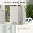 Superjoe Fluted 5 Drawers Dresser for Bedroom, White Tall Chest of ...