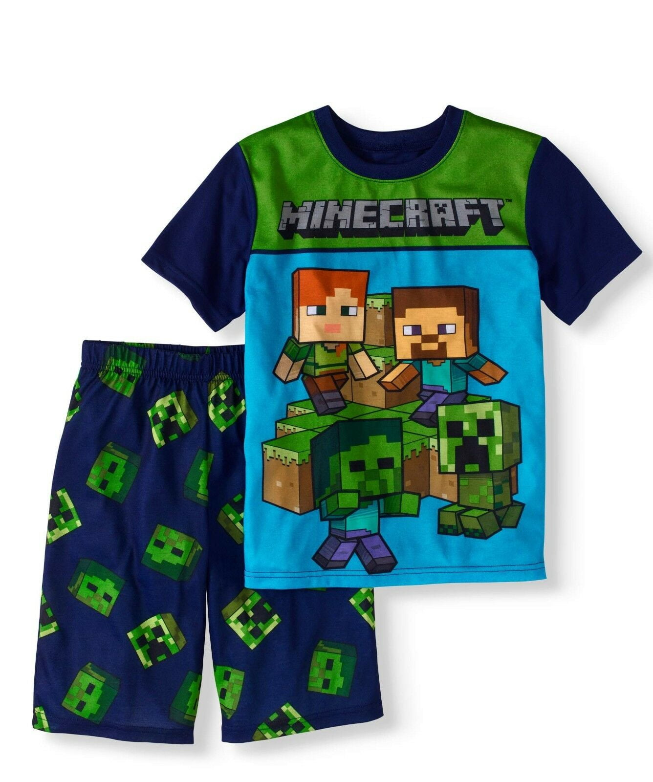 Minecraft 2 PC Short Sleeve Pajama Set Boy Size 10/12 - Walmart.com