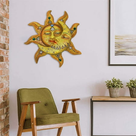 TB&W Metal Sun Moon Art Crafts Rust-proof Wall Ornament Gift Home ...