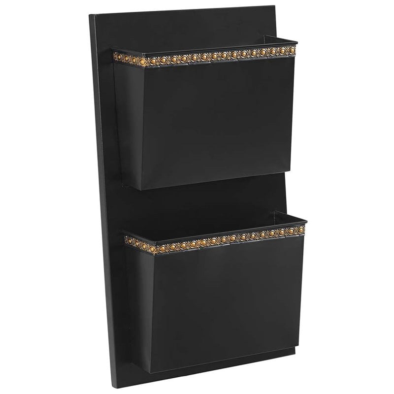 Linon Two Slot Wall Mailbox, Black and Gold Dots, Assembled - Walmart.com