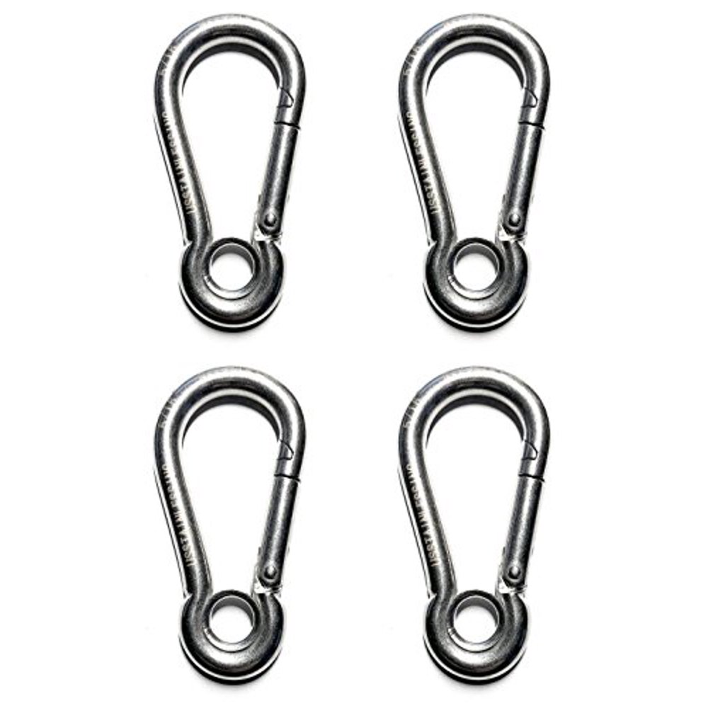 4 Pieces Stainless Steel 316 Spring Hook with Eyelet Carabiner 3/16 ...