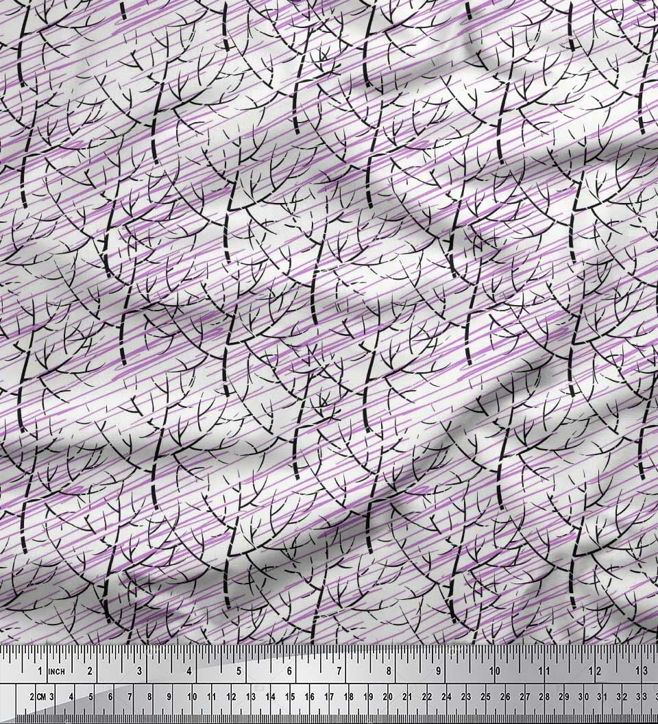 Soimoi Silk Fabric Dry Tree Printed Craft Fabric by The Yard 42 Inch ...