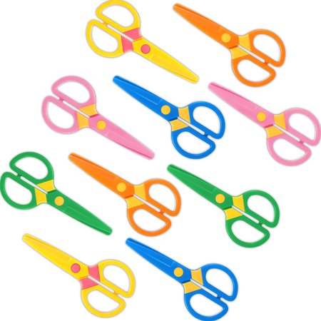 10 Pieces Plastic Safety Scissors Child-Safe Scissor Set Kids Pre ...