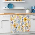 Blue Yellow Floral Cabinet Curtains 11" W x 13" L, Boho Bright Gold ...