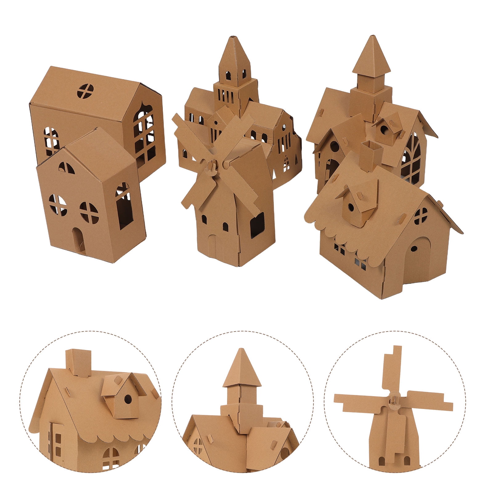 Click here for Luxshiny 6pcs Diy Cardboard Playhouse Kit Khaki Fo... prices