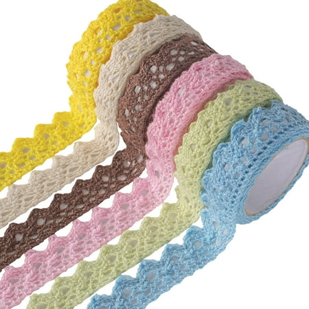 6 Rolls Lace Tape Set Fabric Trim Self-Adhesive Washi Tapes Decorative ...
