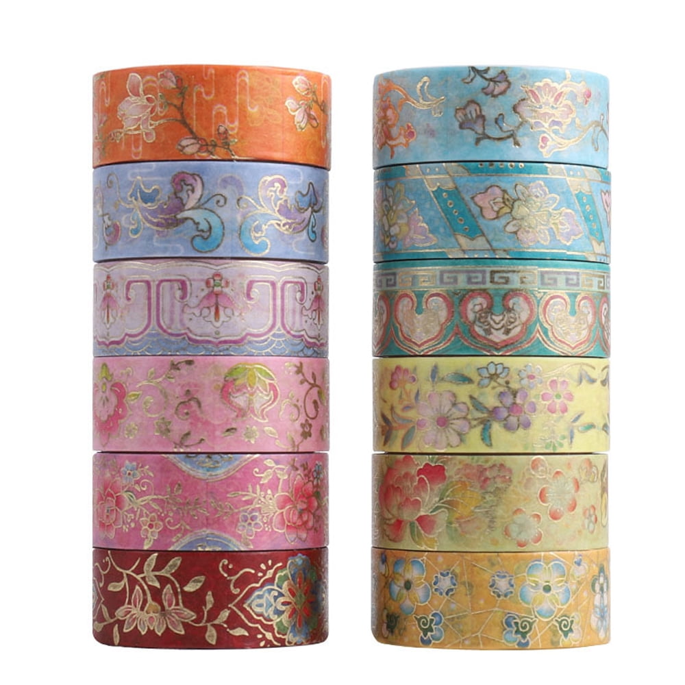 PEACNNG 12 pcs Washi Tape Set Decorative Ribbons Flower Masking Tape ...