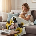 Cow Animal Fleece Throw Blanket Yellow Sunflower Farmhouse Vintage ...