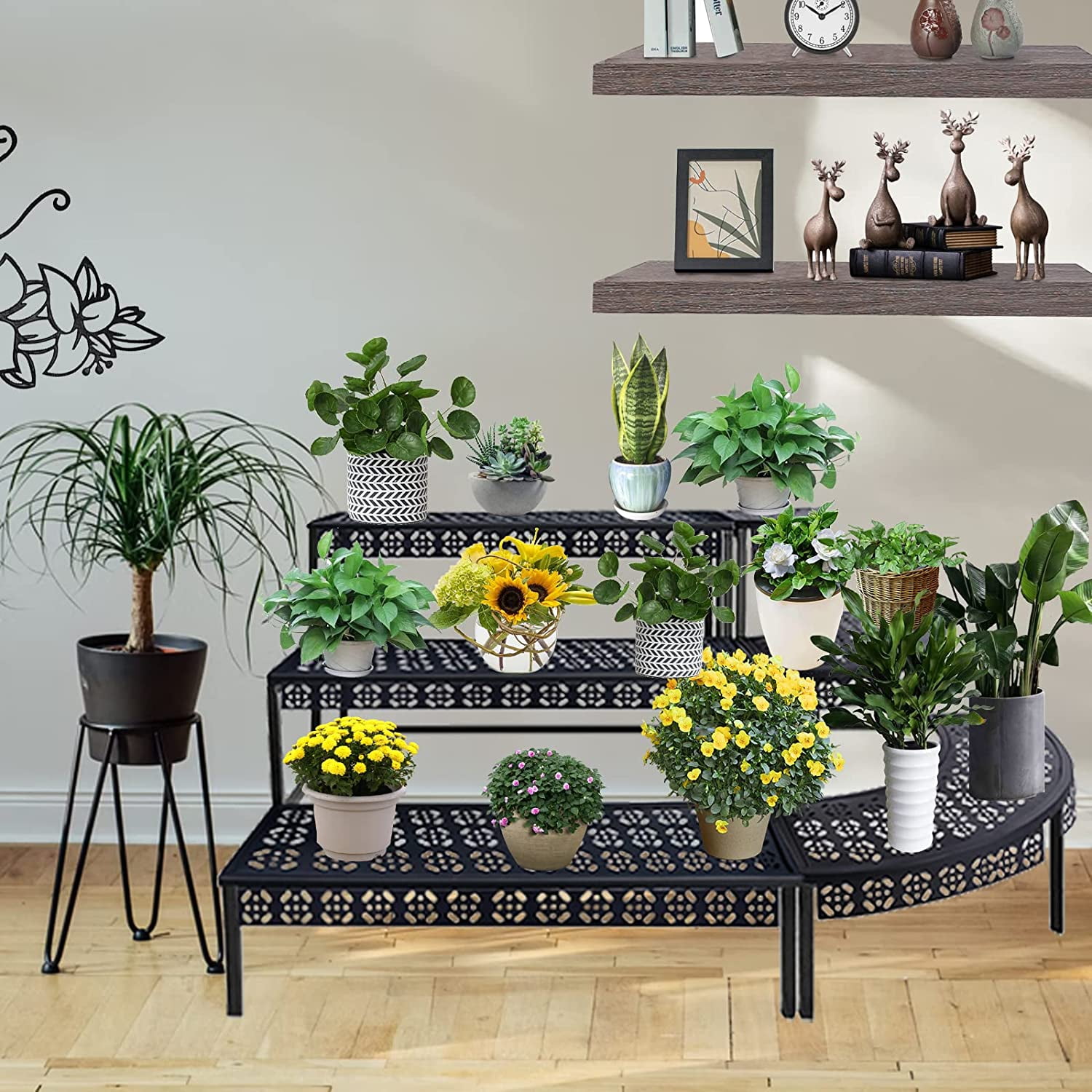 Buy 3 Tier Heavy Duty Metal Ladder Plant Stand, Garden Display Shelf ...