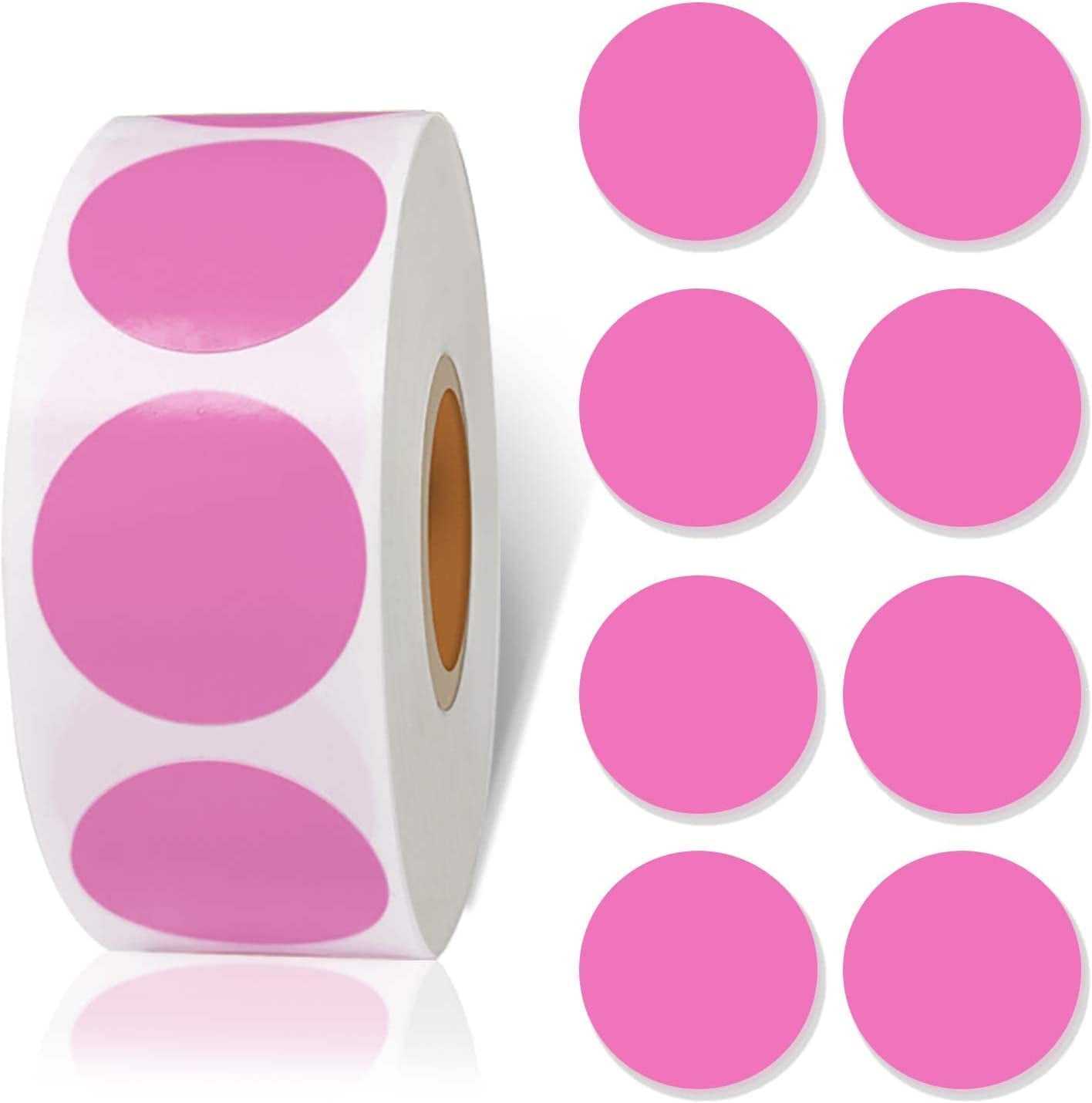 1000Pcs 1 Inch Pink Round Color Coding Circle Dots Inventory Stickers ...