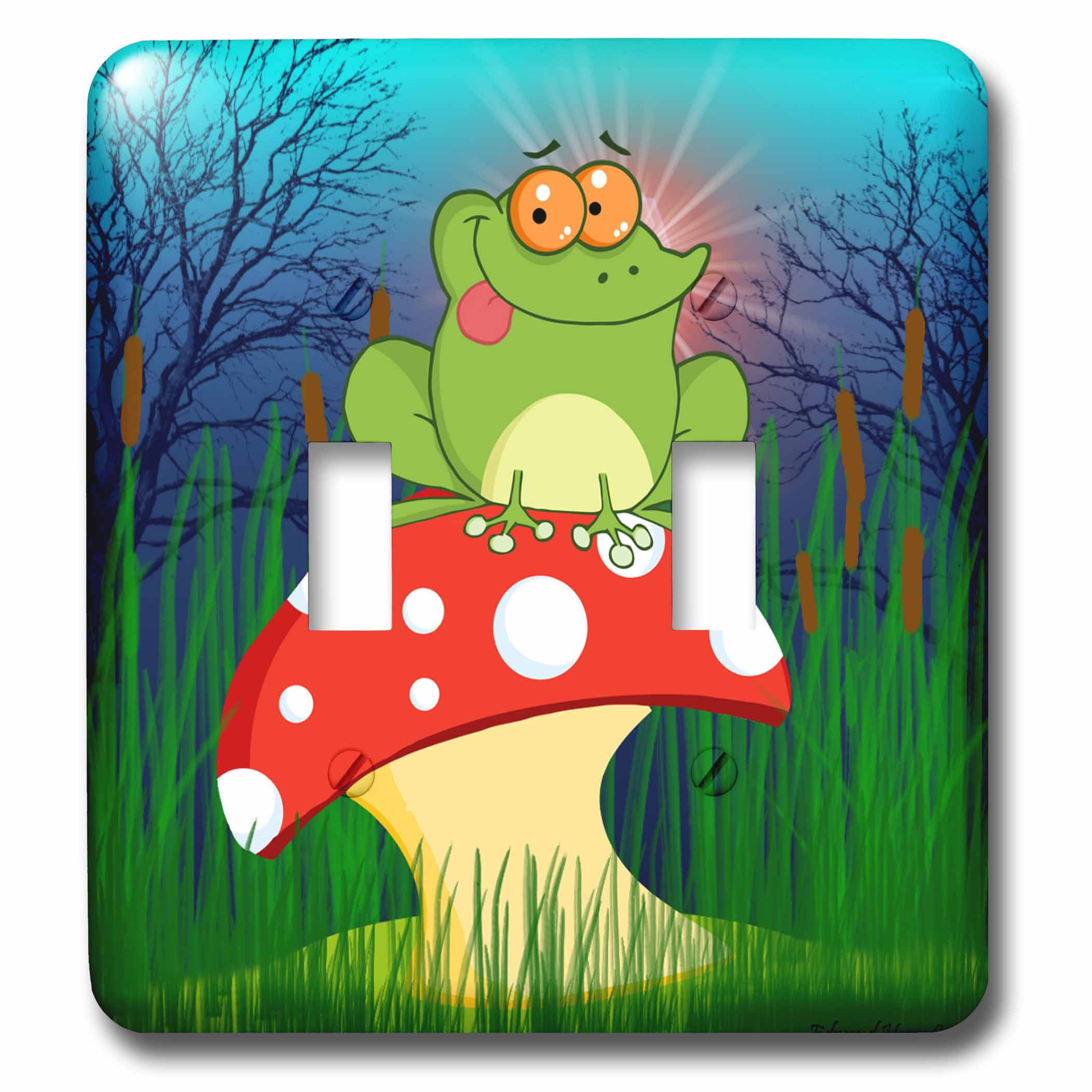 3dRose Frog on a Mushroom With Sunset - Double Toggle Switch (lsp_63023 ...