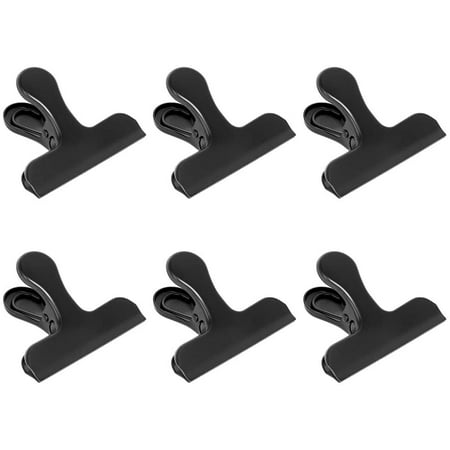 6-pack Chip Bag Clips Large Black Stainless Steel Air Tight Bag Clip ...