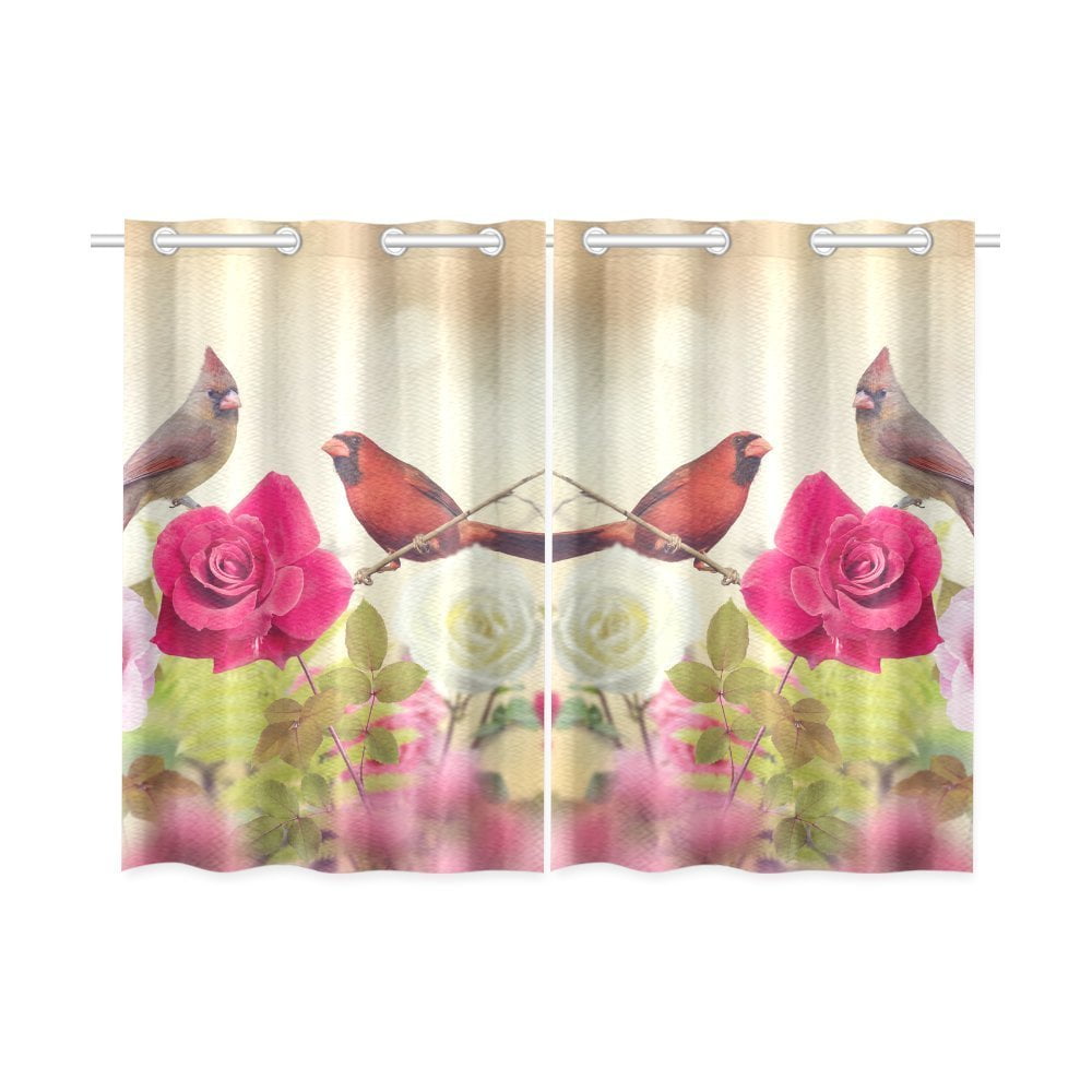 MYPOP Northern Cardinals Perching in the Garden Window Curtain Kitchen ...