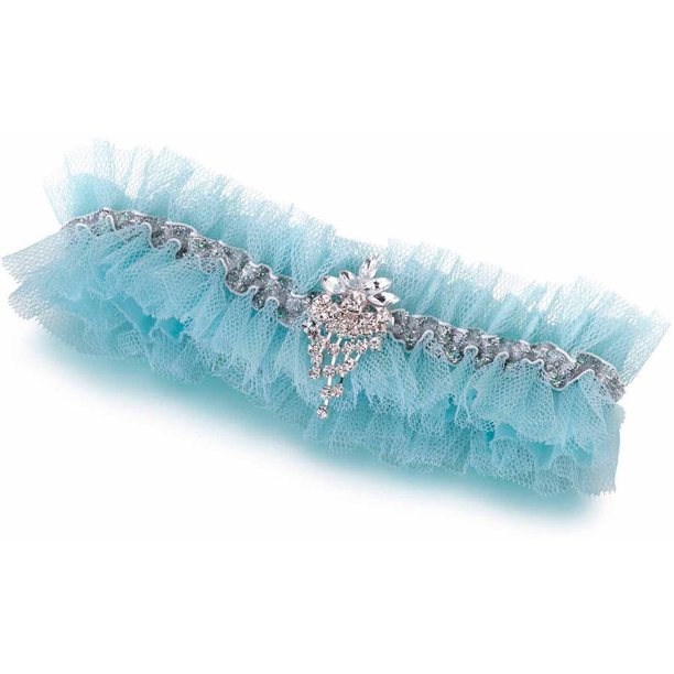 Rhinestone Tulle Garter, Aqua - Walmart.com