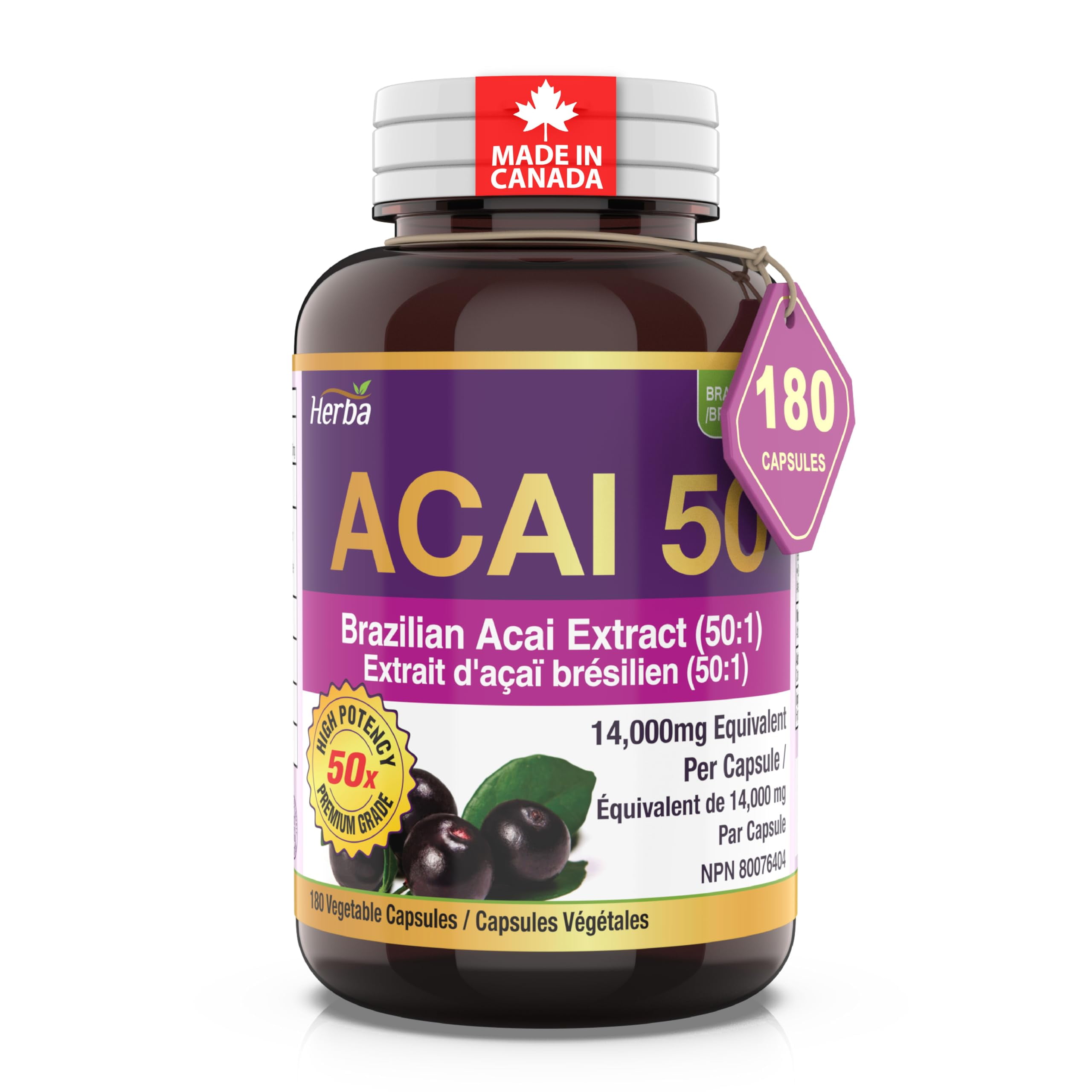 Herba Acai Berry Capsules – 180 Vegetable Capsules | 14,000mg ...