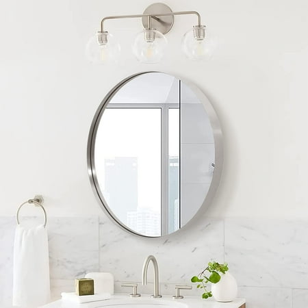 Diayung Black Round Mirror, 24 Inch Bathroom Round Mirror, Stainless ...
