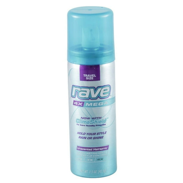 4 Pack Rave 4X Mega Hairspray Unscented 1.5 Ounce - Walmart.com ...