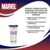 Marvel Icons Plastic Carnival Cup with Lid and Straw | Holds 16 Ounces ...