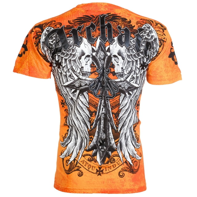 ARCHAIC AFFLICTION Men's T-Shirt LUSTROUS Wings Skull Biker S-5XL $40 ...