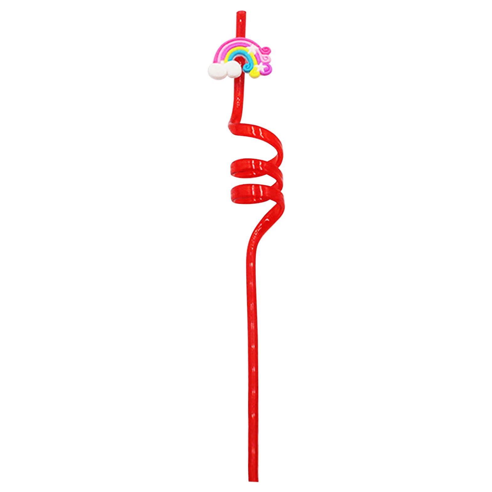 Pompotops 24PC Curved Straws Party Decoration Rainbow Cartoon Reusable ...