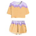 Girls Spring Outfits Ice Cream Print T Shirt and Shorts Breathable Set ...