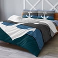 4 Piece Duvet Cover Set Queen, Nautical Anchor Ocean Theme Soft ...