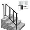 UBesGoo Matte Black Wrought Iron Handrail, 2-Step Stair Rail, Metal ...