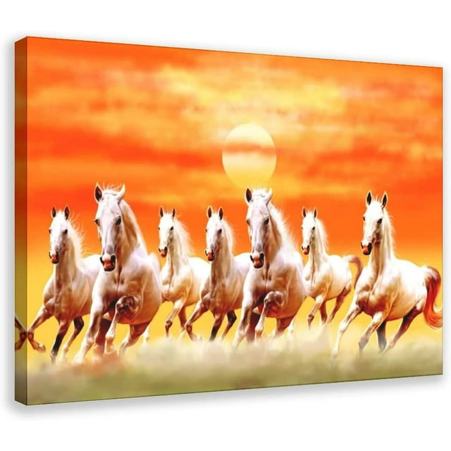 Seven Lucky Running Wild Horses Wall Art Animal Posters 3 Canvas Poster ...
