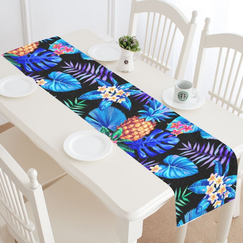 MYPOP Tropical Pineapple Table Runner Home Decor 14x72 Inch, Palm Tree ...