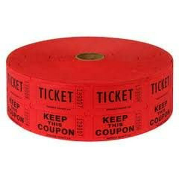 Two (2) Rolls of Two-part Red Double Roll Raffle Tickets Totaling 4,000 ...